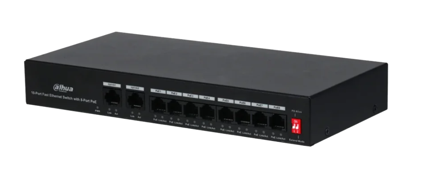 Dahua 10 Port PoE Switch with 8 PoE Model: PFS3010-8ET-65 - TechnoMania