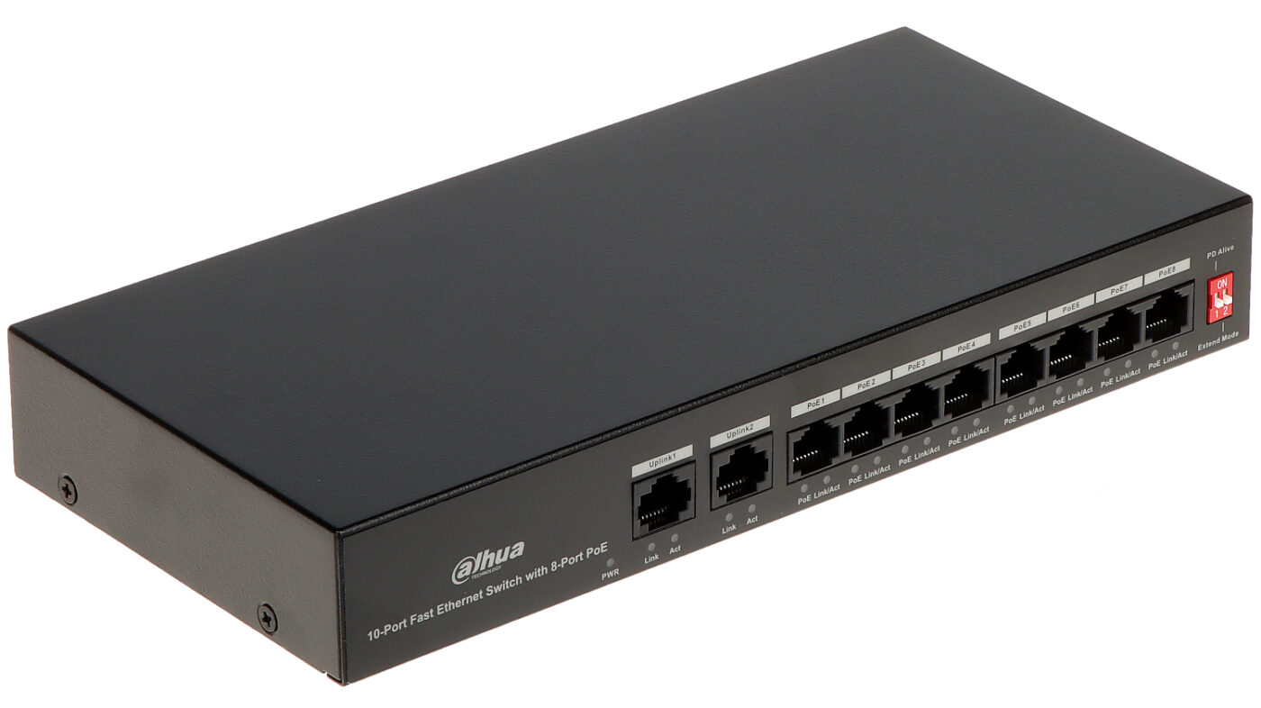 Dahua 10 Port PoE Switch with 8 PoE Model: PFS3010-8ET-65 - TechnoMania